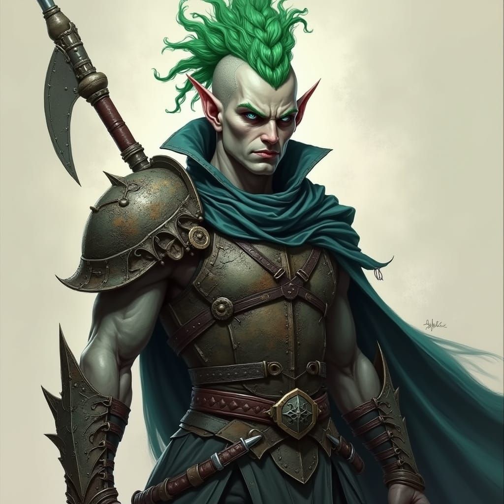 Gothic Drow Elf Illrigger in Dark Fantasy Style - AI Art