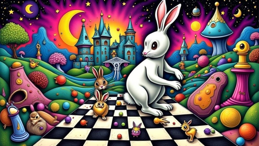 Psychedelic Hippie Rabbit Man in Impasto Style - AI Art