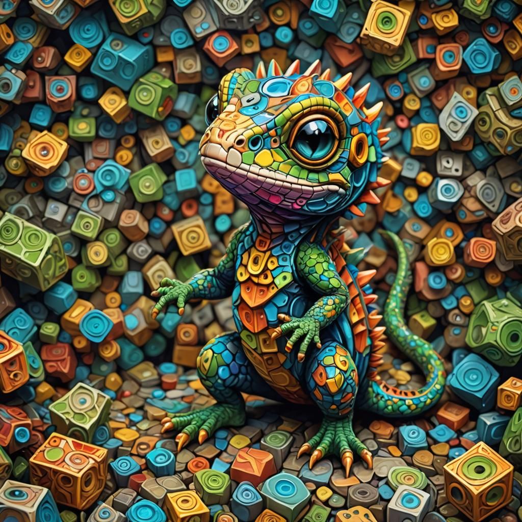 Th adorable chibi lizard intricately detailed photorealistic concept ...