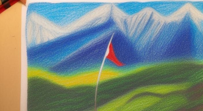Mountain landscape featuring Aroace flag colored in pencil - AI ...