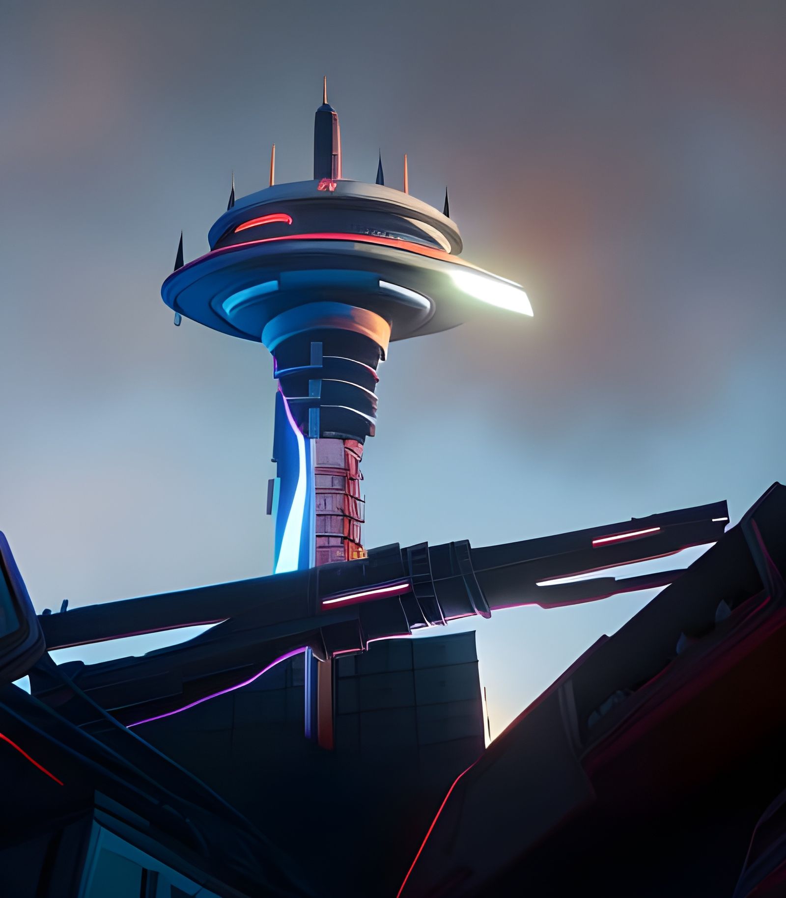 Fortified Seattle Space Needle - AI Generated Artwork - NightCafe Creator