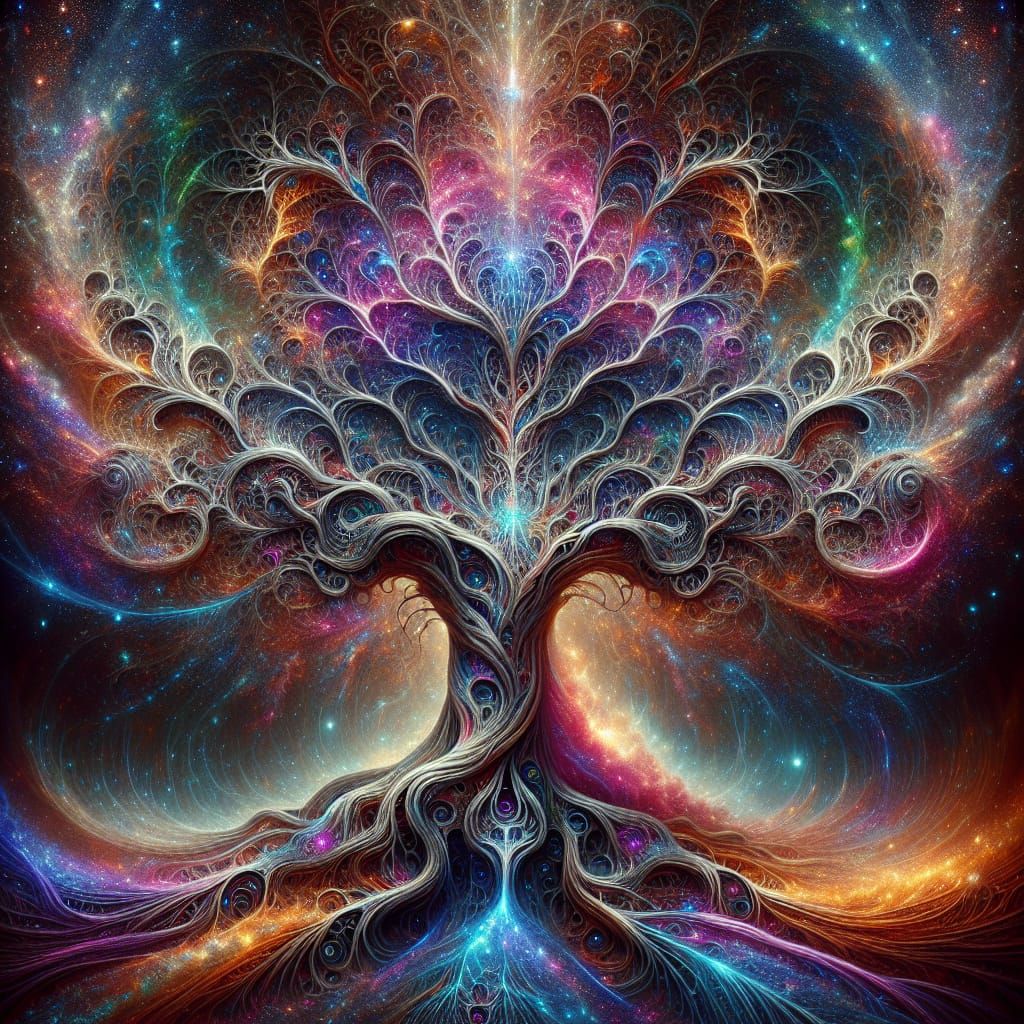 A surreal depiction of the tree of life in the vein of early 19th ...