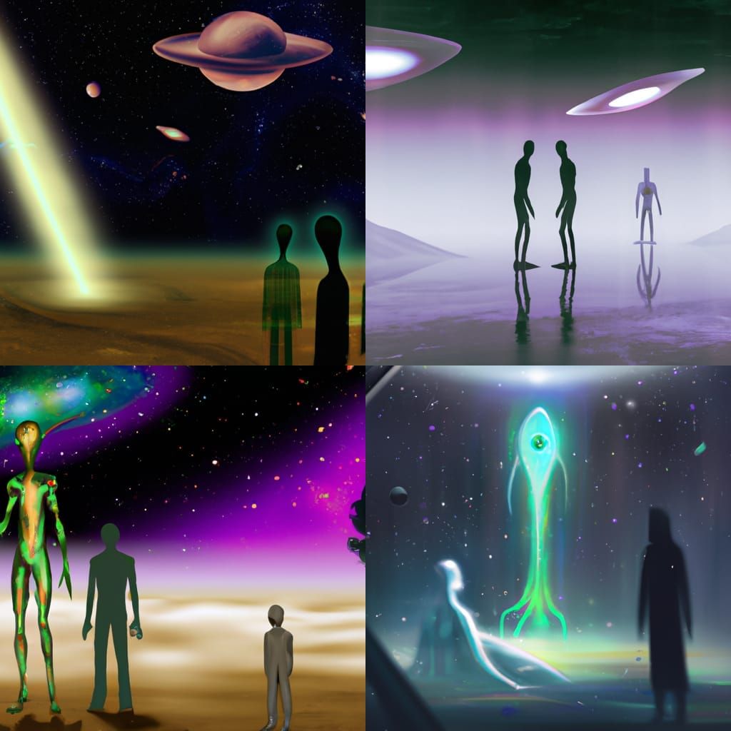 humans meeting alien creatures in another dimension - AI Generated ...