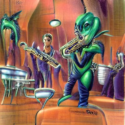 Perry Rhodan, alien jazz band - AI Generated Artwork - NightCafe Creator
