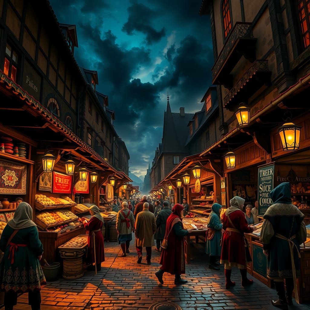 The Enchanted Night Market: A Medieval Bazaar After Dark