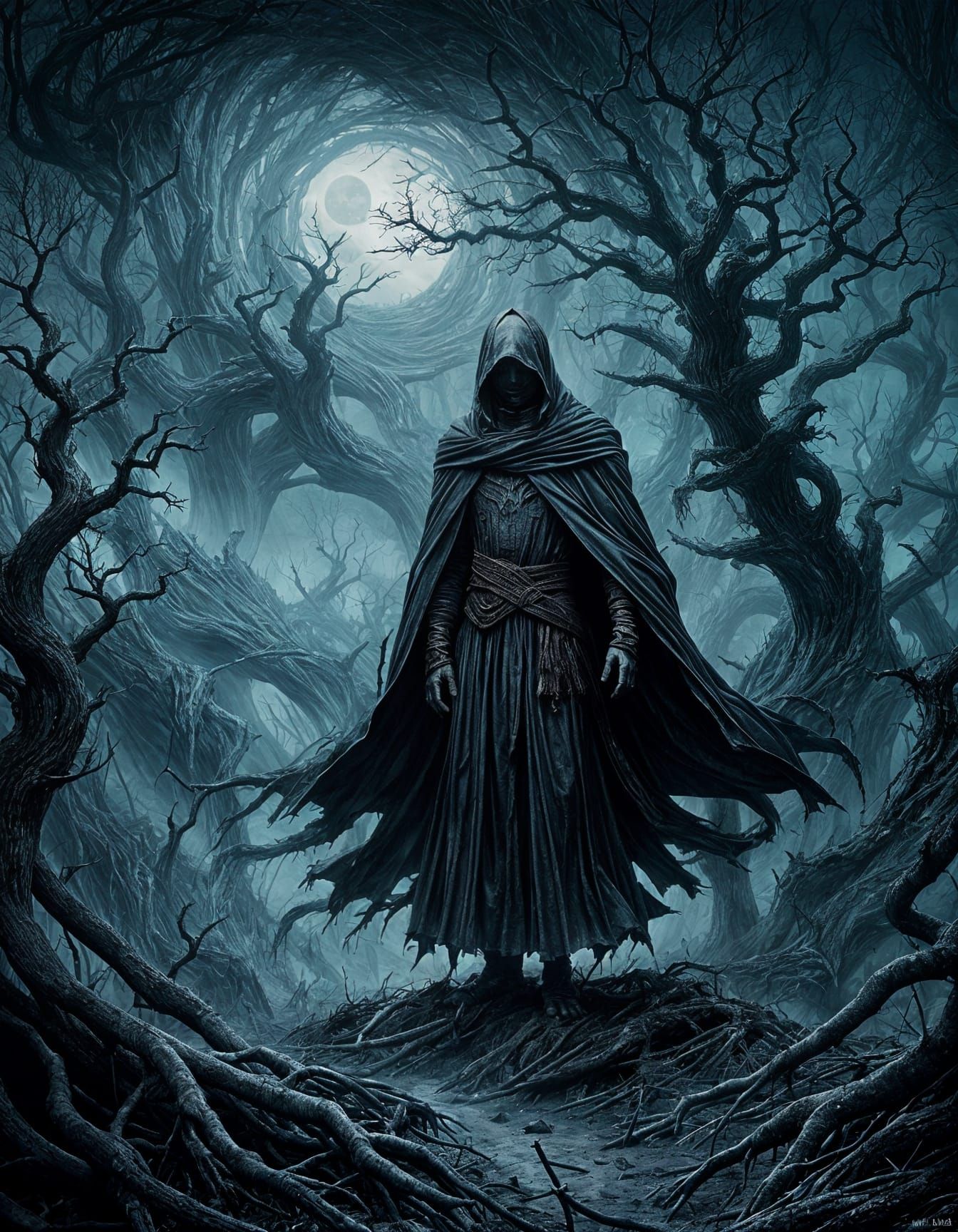 This image depicts a dark and ominous scene inspired by the works of ...