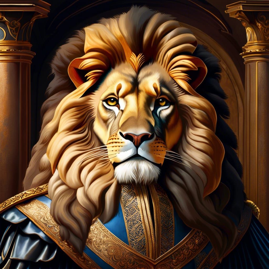"Regal Roar" 👑🦁A Lion's Renaissance Portrait" - AI Generated Artwork ...