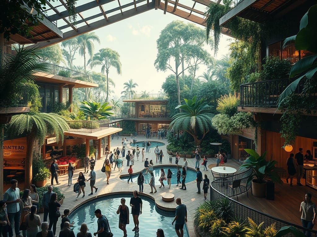 Solarpunk Community - Surreal Eco-Friendly Community Hub in ...