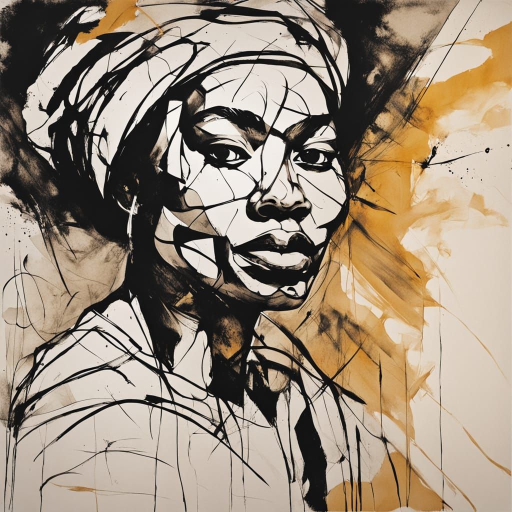 Gestural hatching drawing, charcoal, alcohol ink