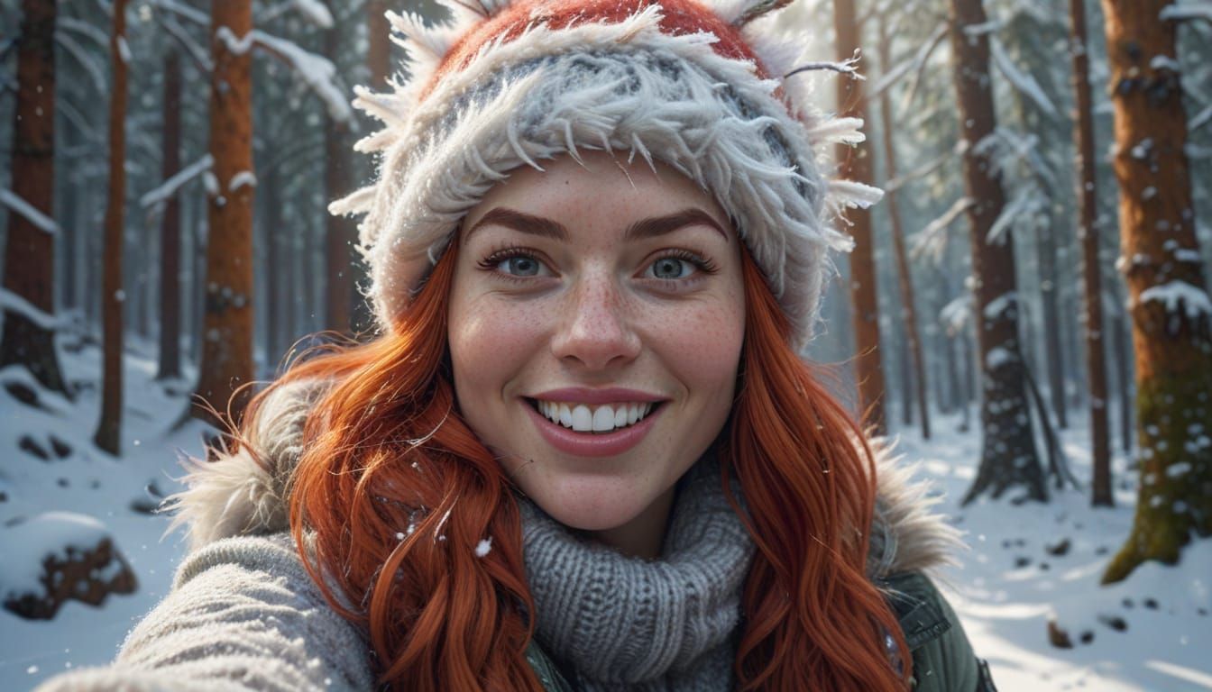 Smiling Red Haired Queen Surprised by Mischievous ... - AI Art