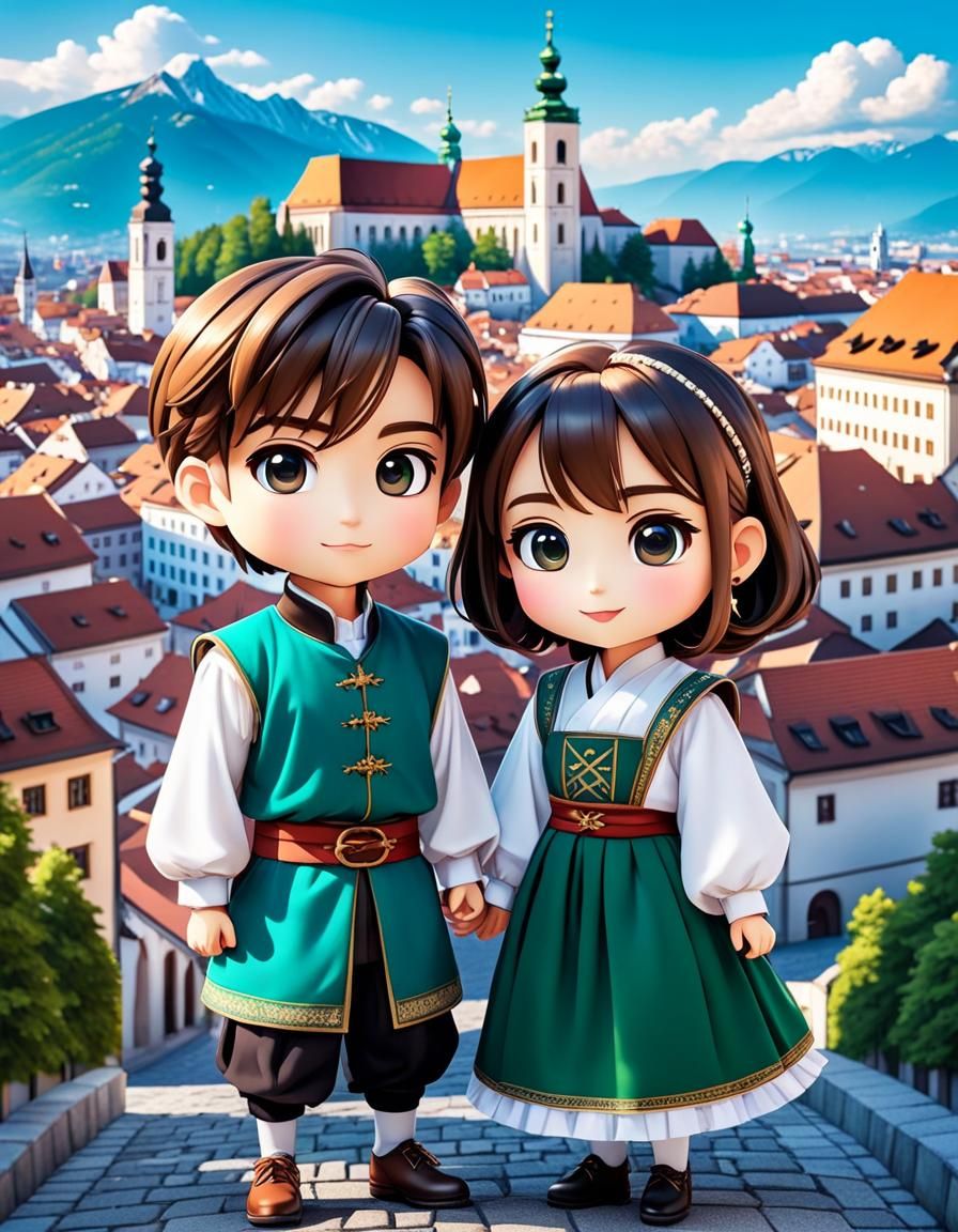 Chibi Slovenian Duo: Exploring Ljubljana's Charm - AI Generated Artwork ...
