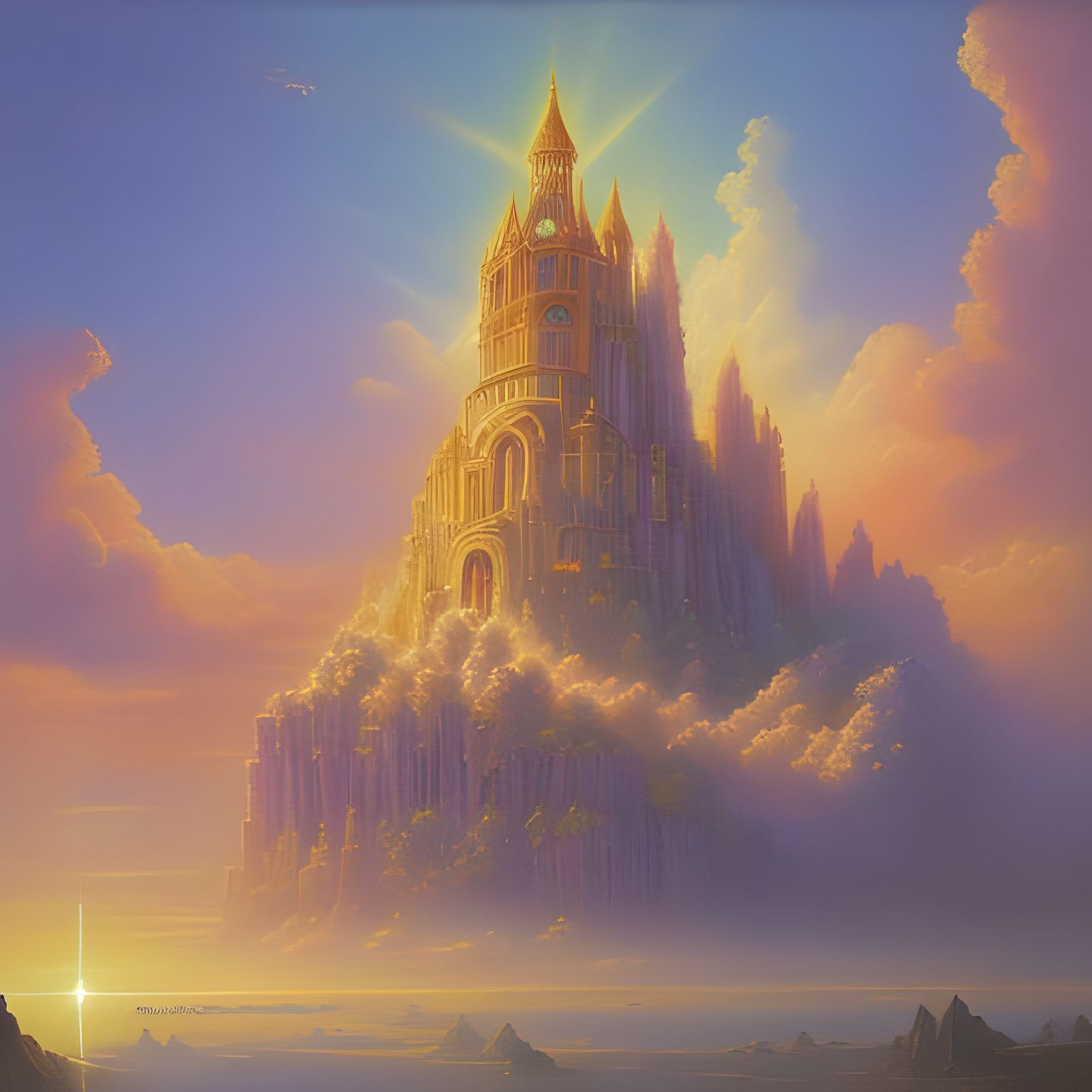 Heavenly Palace Outside Sunlight Crystal Clouds In Bright Heaven ...