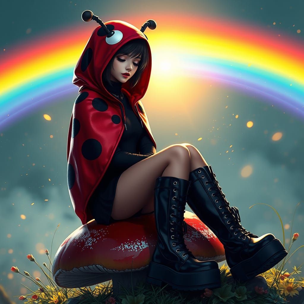 Ladybug - Ethereal Ladybug Goddess in Triadic Hues