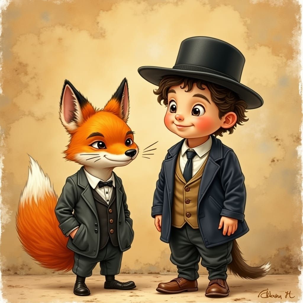 Orthodox Yeshiva Student Poses with Whimsical Fox ... - AI Art