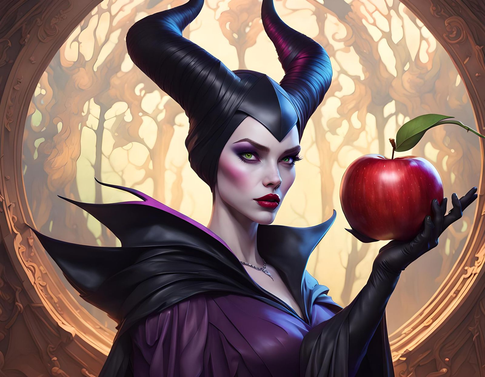 Maleficent holding an apple - AI Generated Artwork - NightCafe Creator