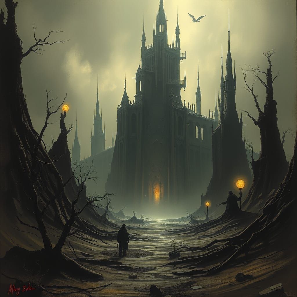 Surreal, Gothic Liminal Space with Twisted Archite... - AI Art