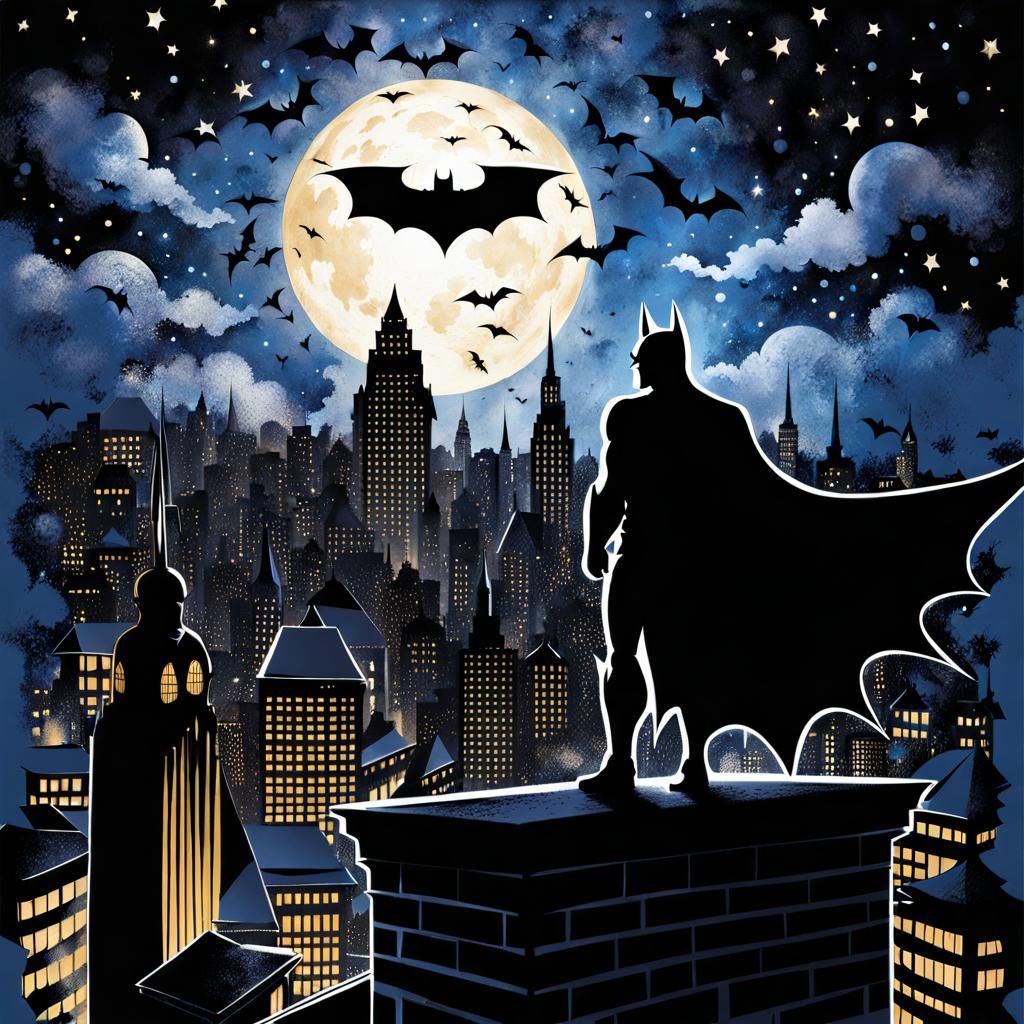 Heroes and Villains: Batman and the Bat Signal - AI Generated Artwork ...