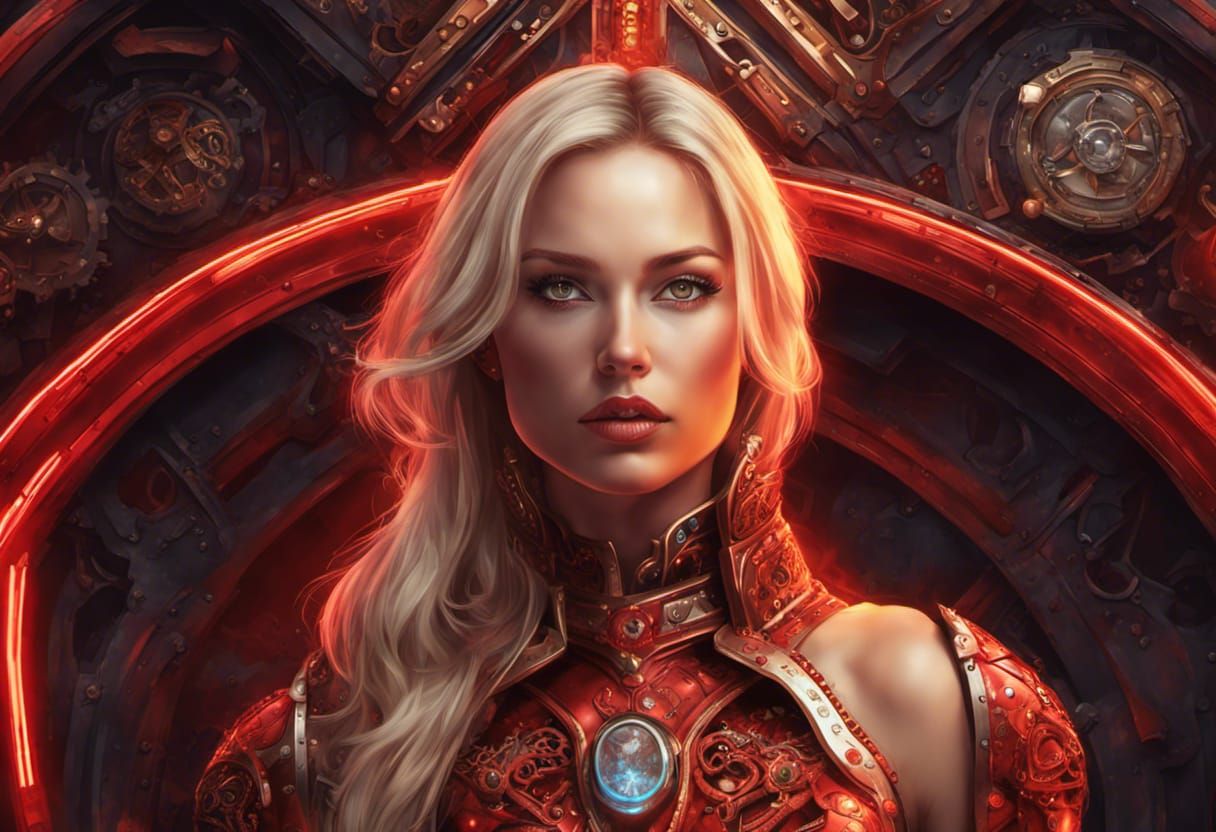Lady Knight, Ruby Red Steampunk / Gen-Powered armor - AI Generated ...