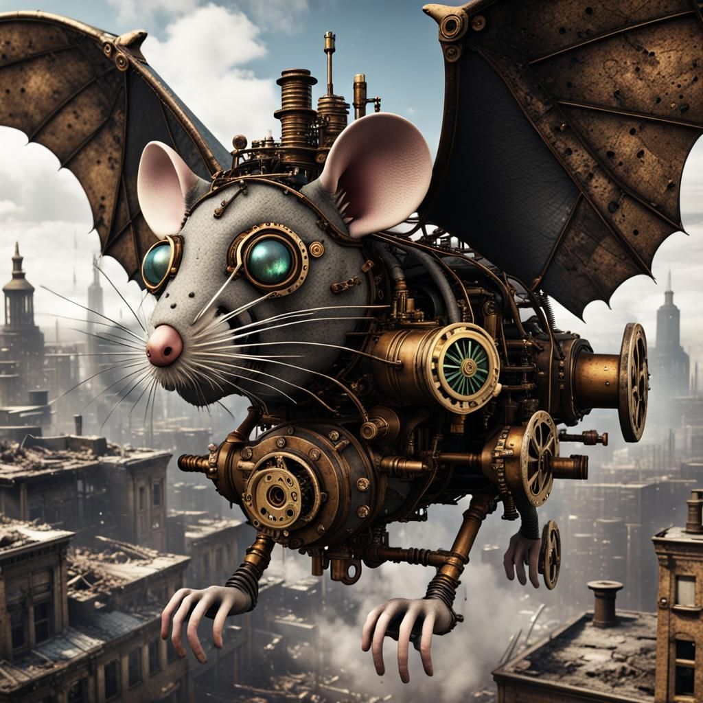 Mechanical Flying Rat - AI Generated Artwork - NightCafe Creator