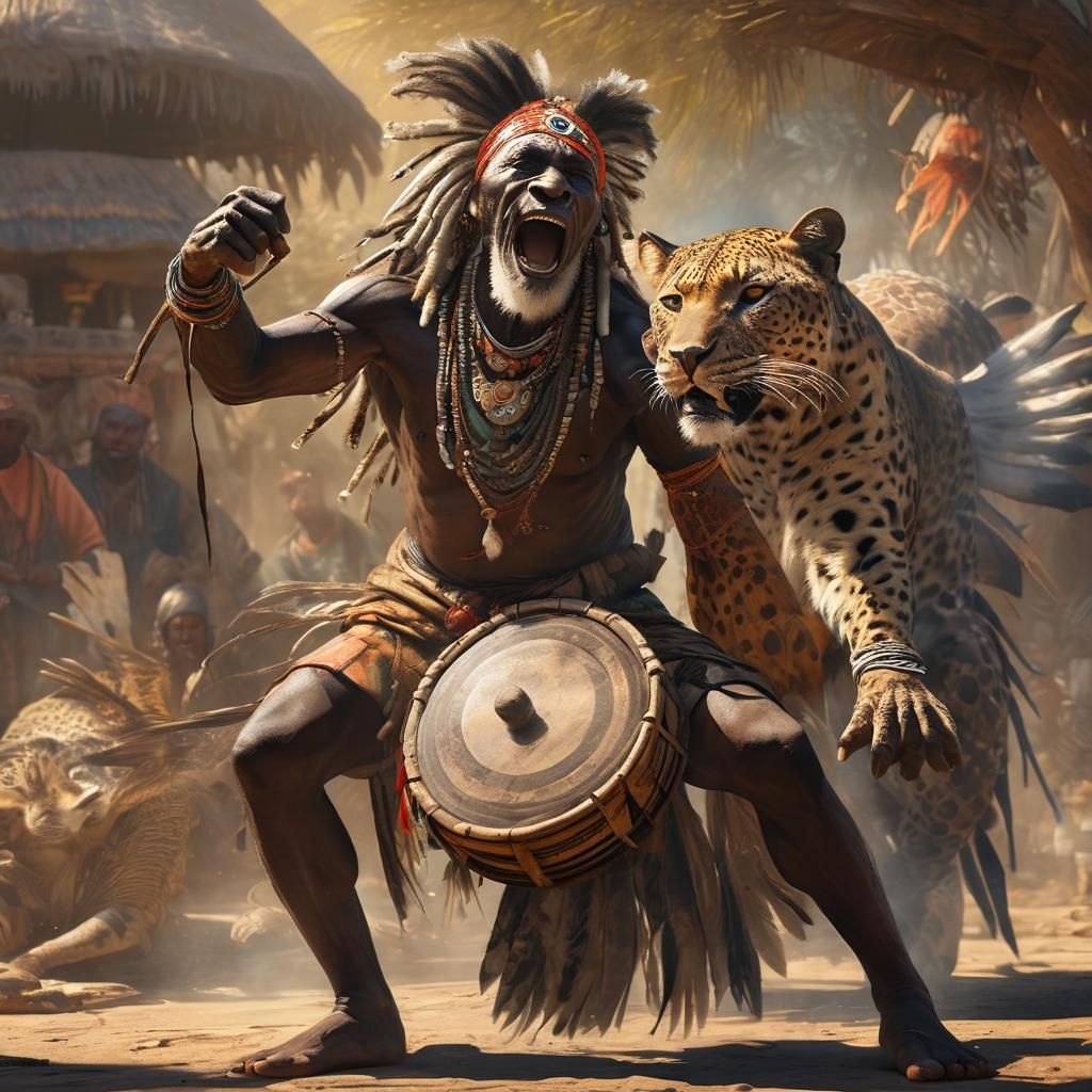 African shaman - leopard animal guide (part 2) - AI Generated Artwork ...