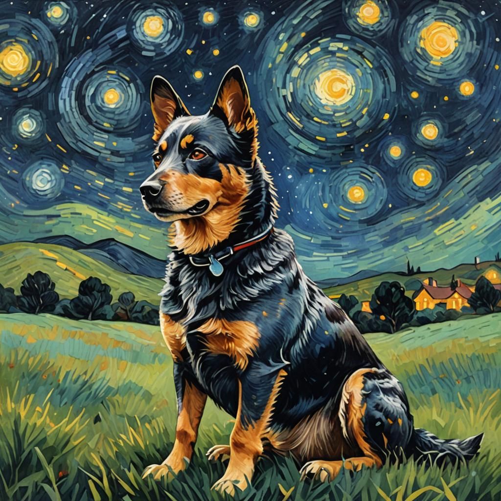 Australian Cattle Dog Starry Night II - AI Generated Artwork ...