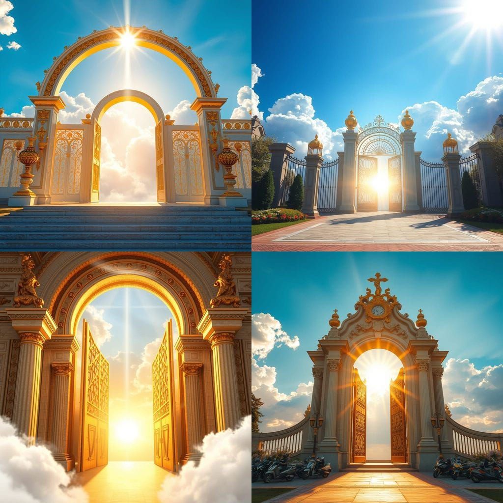 Heavenly Entrance to Pearly Gates in Divine Soft F... - AI Art