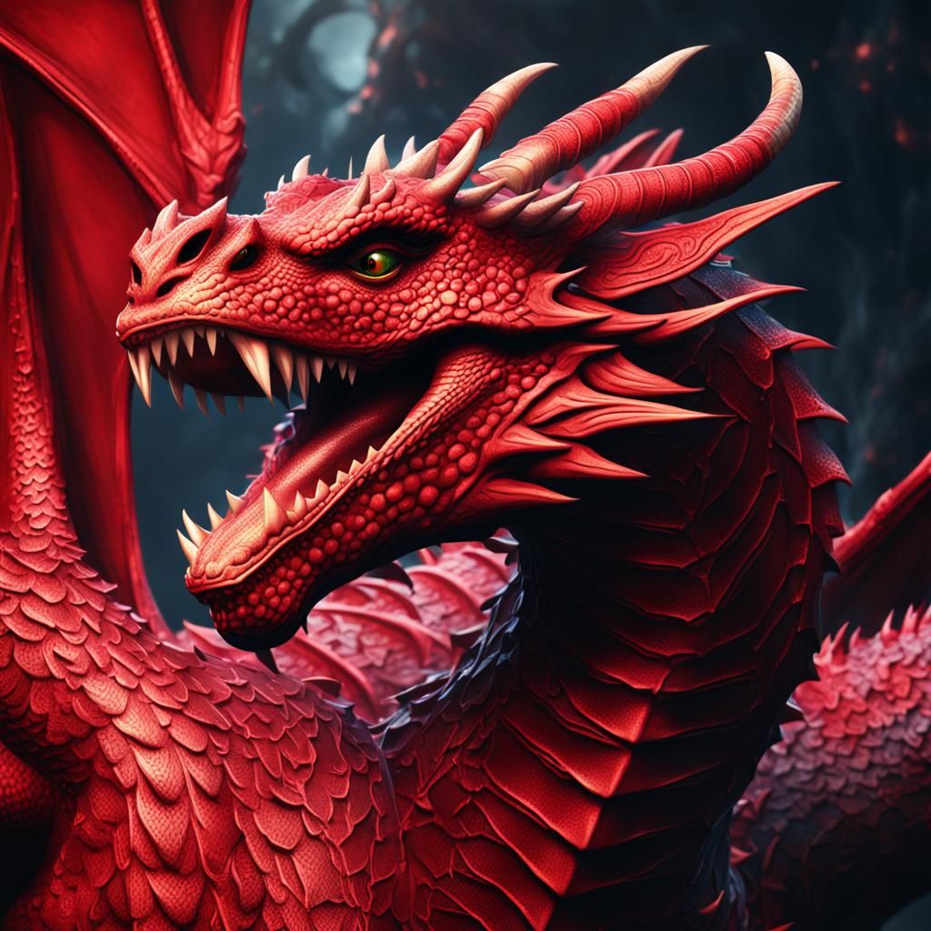 a smiling drragon in red color : r/nightcafe