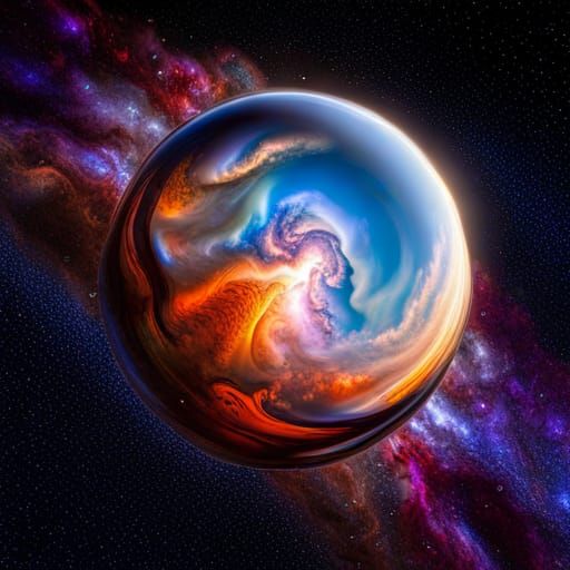 glass orb with a star galaxy in iridescent gem colors_ galaxy ...