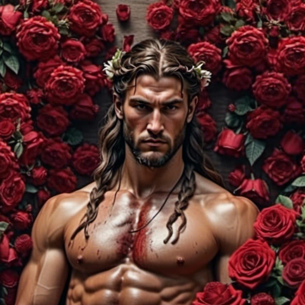 Dionysus in Front of Roses - AI Generated Artwork - NightCafe Creator