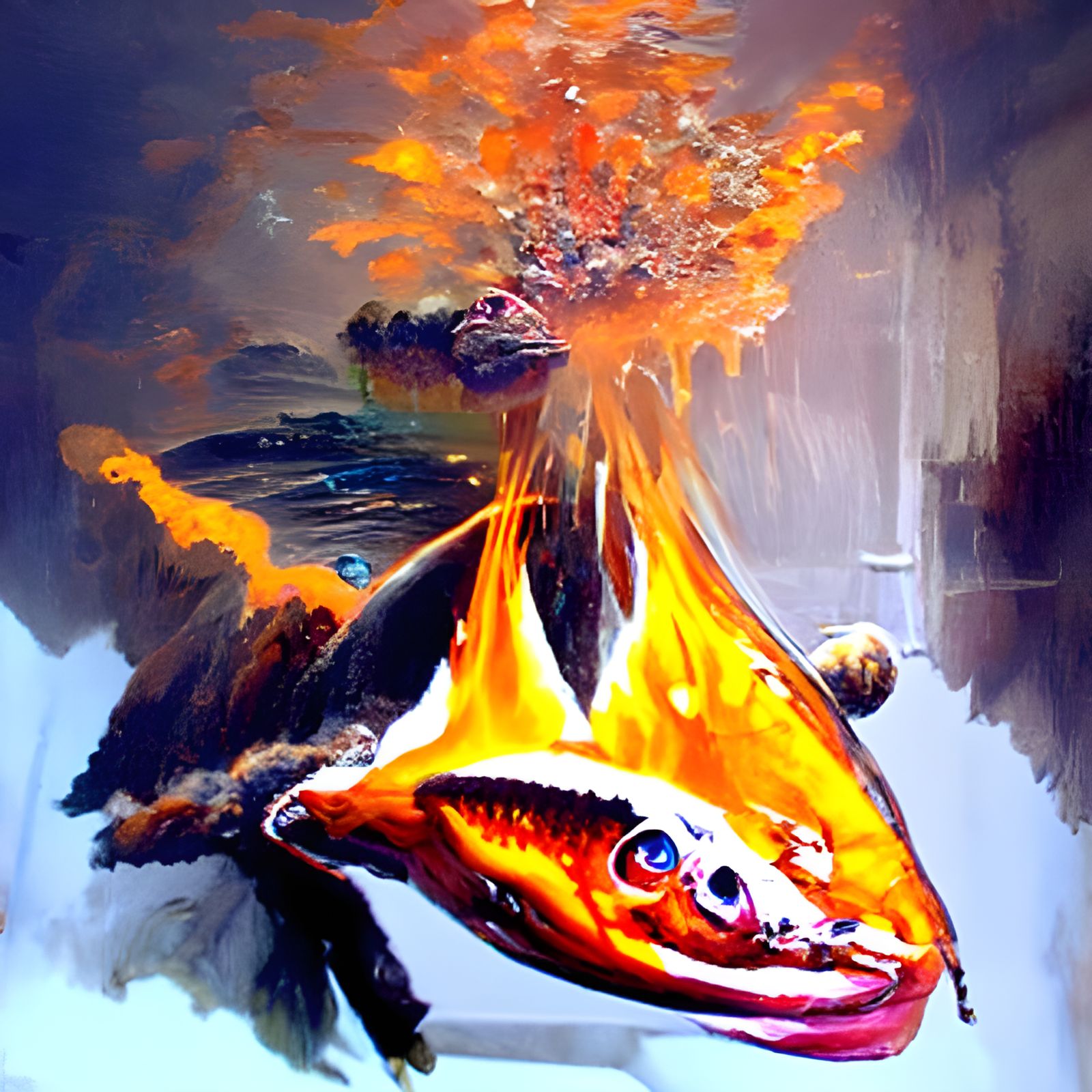 exploding fish - AI Generated Artwork - NightCafe Creator