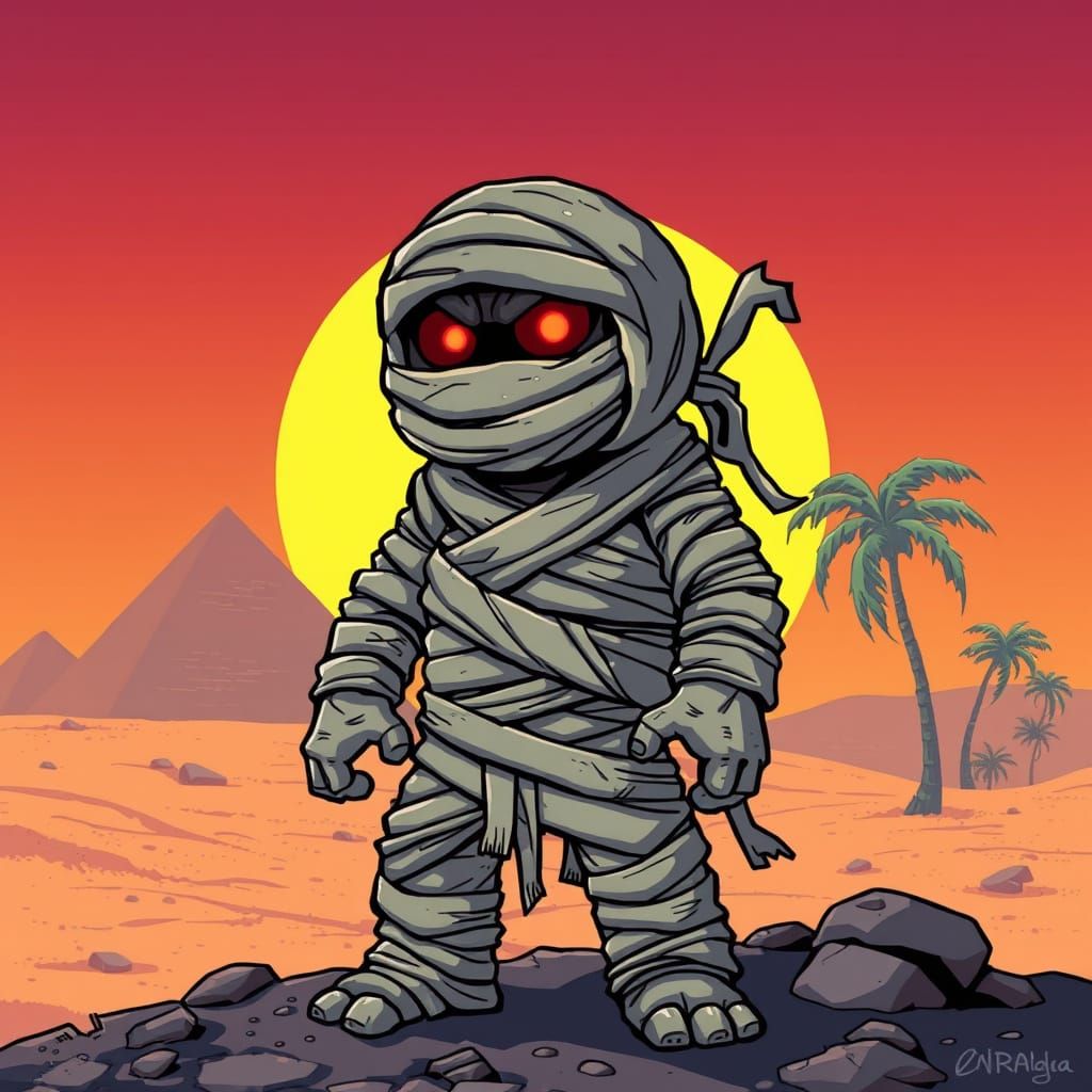 Retro Mummy Boss Battle Pixel Art - AI Art