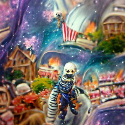 Scary skeleton astronaut in space in the style of Thomas Kinkade - AI ...