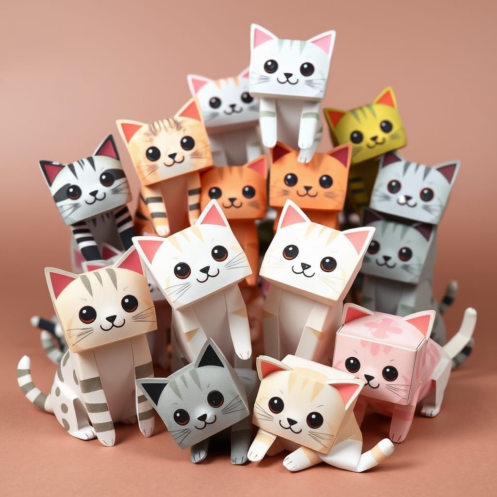 Cube-Shaped Cats in Playful Arrangements, Made of ... - AI Art