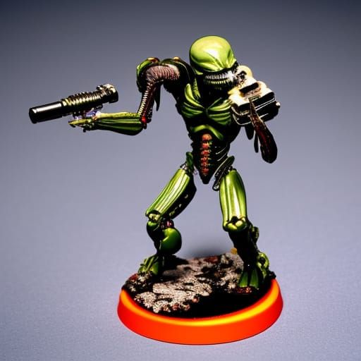 Insectoid Xenomorph Terminator cyborg with a flamethrower - AI ...