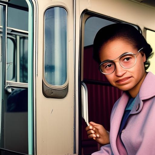 Ms. Rosa Parks finds an empty front seat. - AI Generated Artwork ...