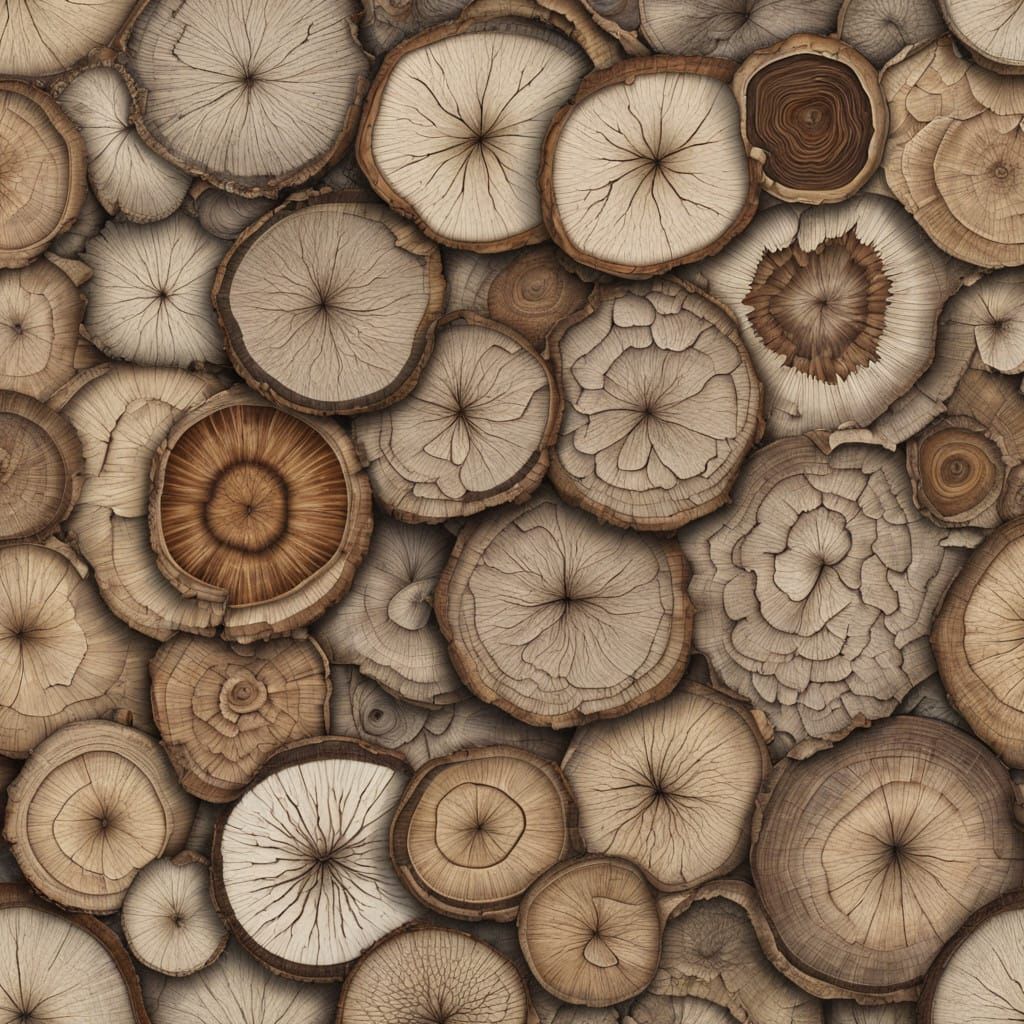 Nature's Growth Unveiled: Intricate Tree Ring Patt... - AI Art