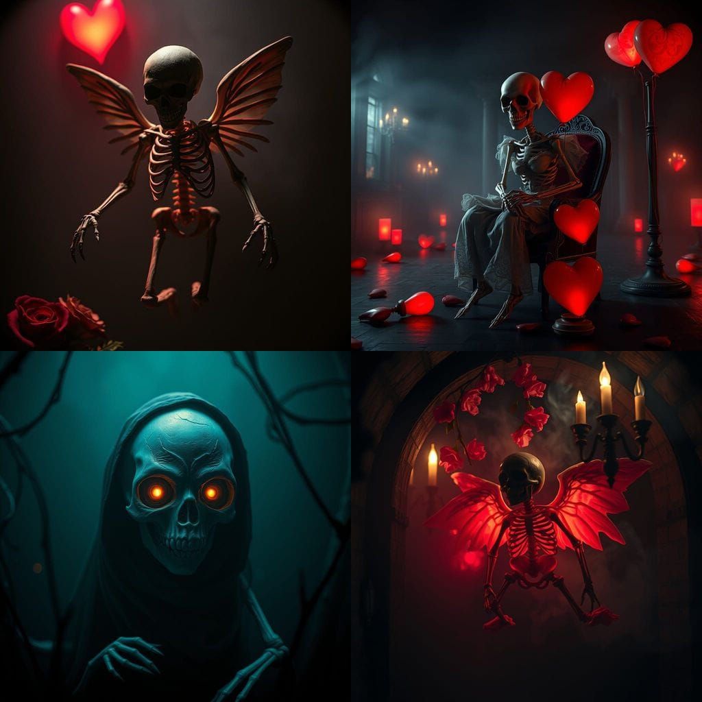 A terrifying, high-definition, ultra-realistic photograph of a skeletal ...