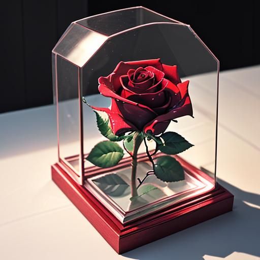 beautiful rose inside glass box - AI Generated Artwork - NightCafe Creator