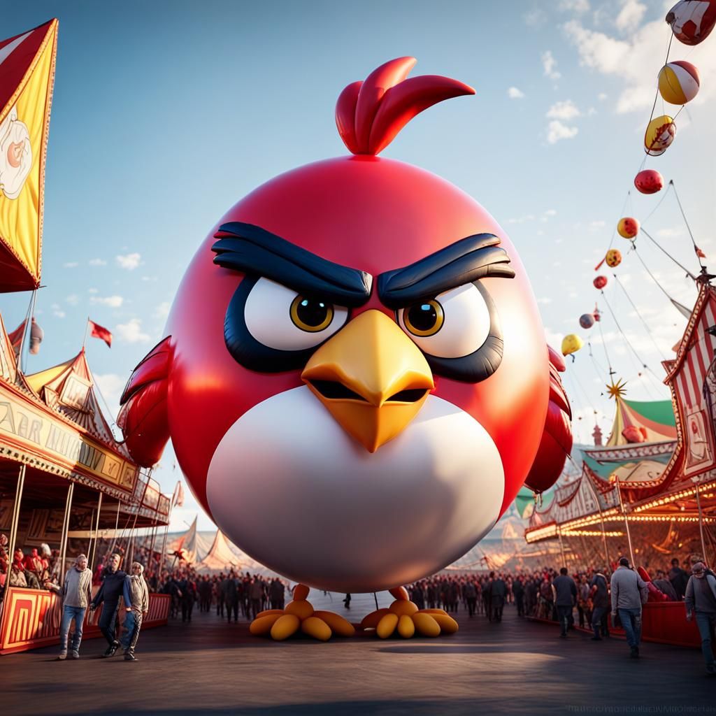 "Giant colossal inflated balloon Angry Bird, carnival balloon" - AI ...