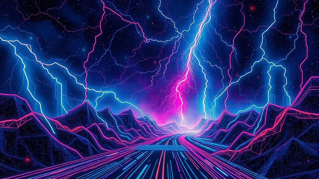 Surreal Electric Mindscape in Vibrant Pointillist ... - AI Art