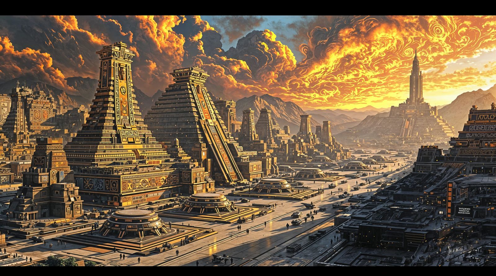 Aztec military spaceport spreads across the valley of Tenochtitlan, its ...