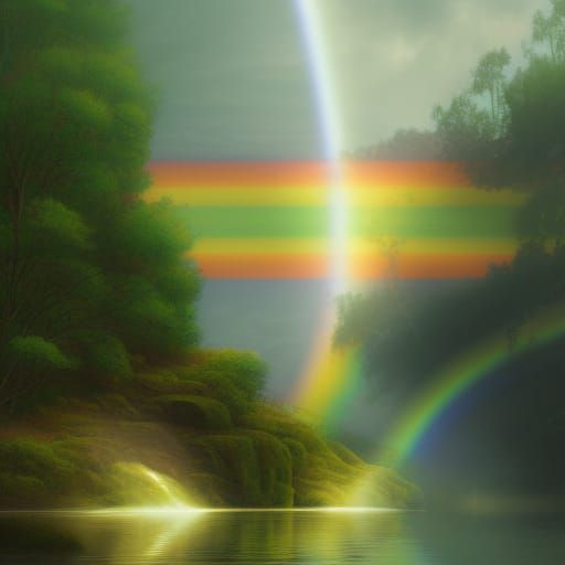 Rainbow Reflections detailed matte painting - AI Generated Artwork - NightCafe Creator