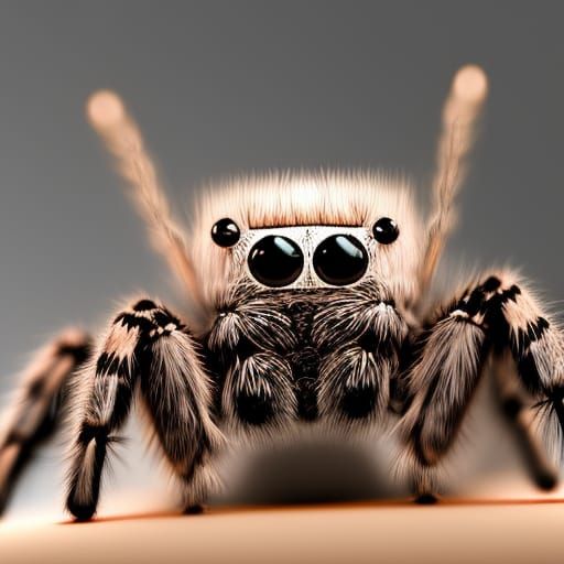 Fluffy jumping spider - AI Generated Artwork - NightCafe Creator