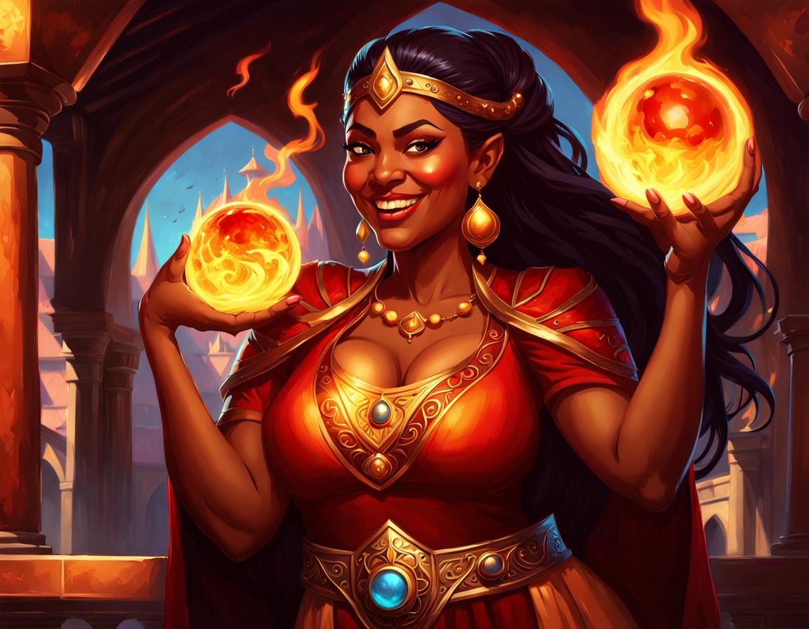 Fireball Mage in Red 1 - AI Generated Artwork - NightCafe Creator