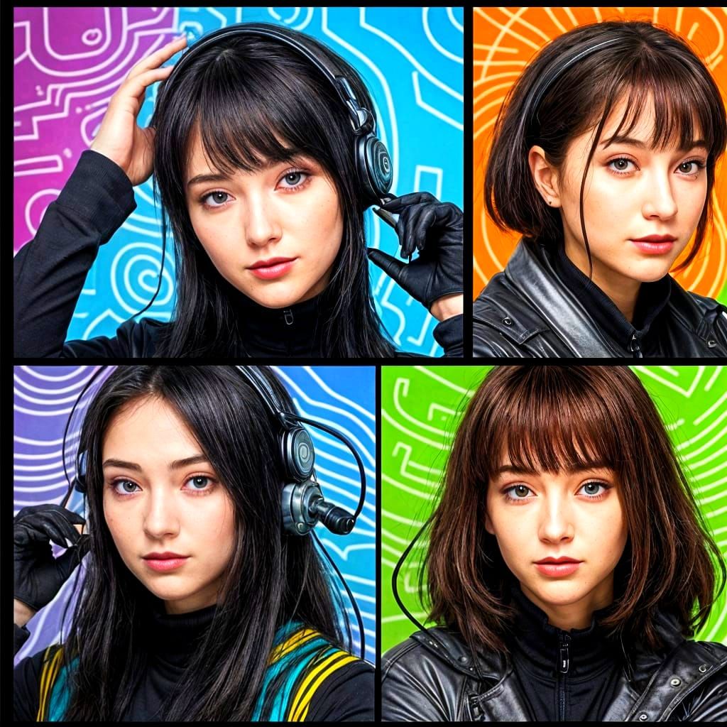 Woman's Face Composed of Glowing Phones - AI Art