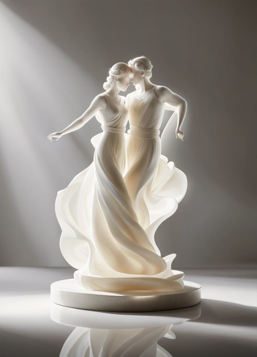"The Dance" translucent glass alabaster sculpture - AI Generated ...