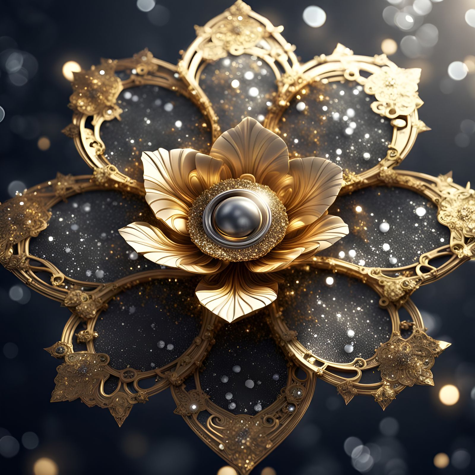 Golden flower - AI Generated Artwork - NightCafe Creator