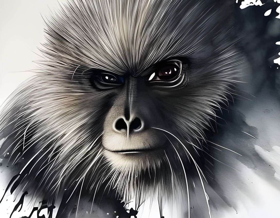Suspicious Monkey in Ink - AI Generated Artwork - NightCafe Creator