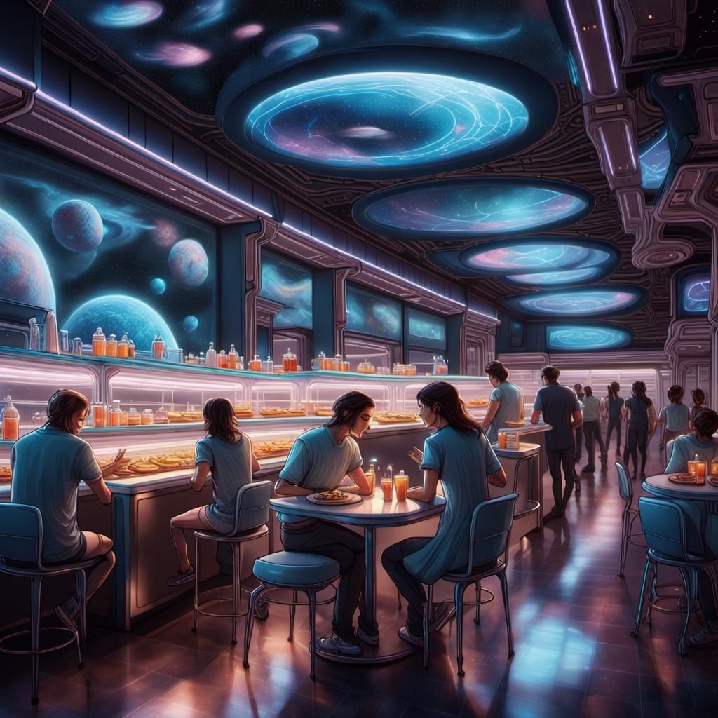 Futuristic restaurant - AI Generated Artwork - NightCafe Creator