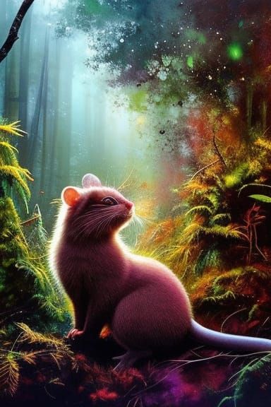 Mink Mouse in the middle of ancient forest - AI Generated Artwork ...